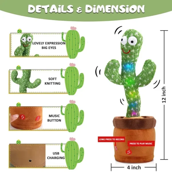 Dancing Talking Cactus Toy for Kids - Shooter.pk